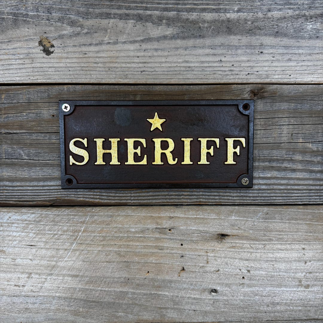 Cast Iron Sheriff Plaque: Rustic Western Bar Decor - Etsy