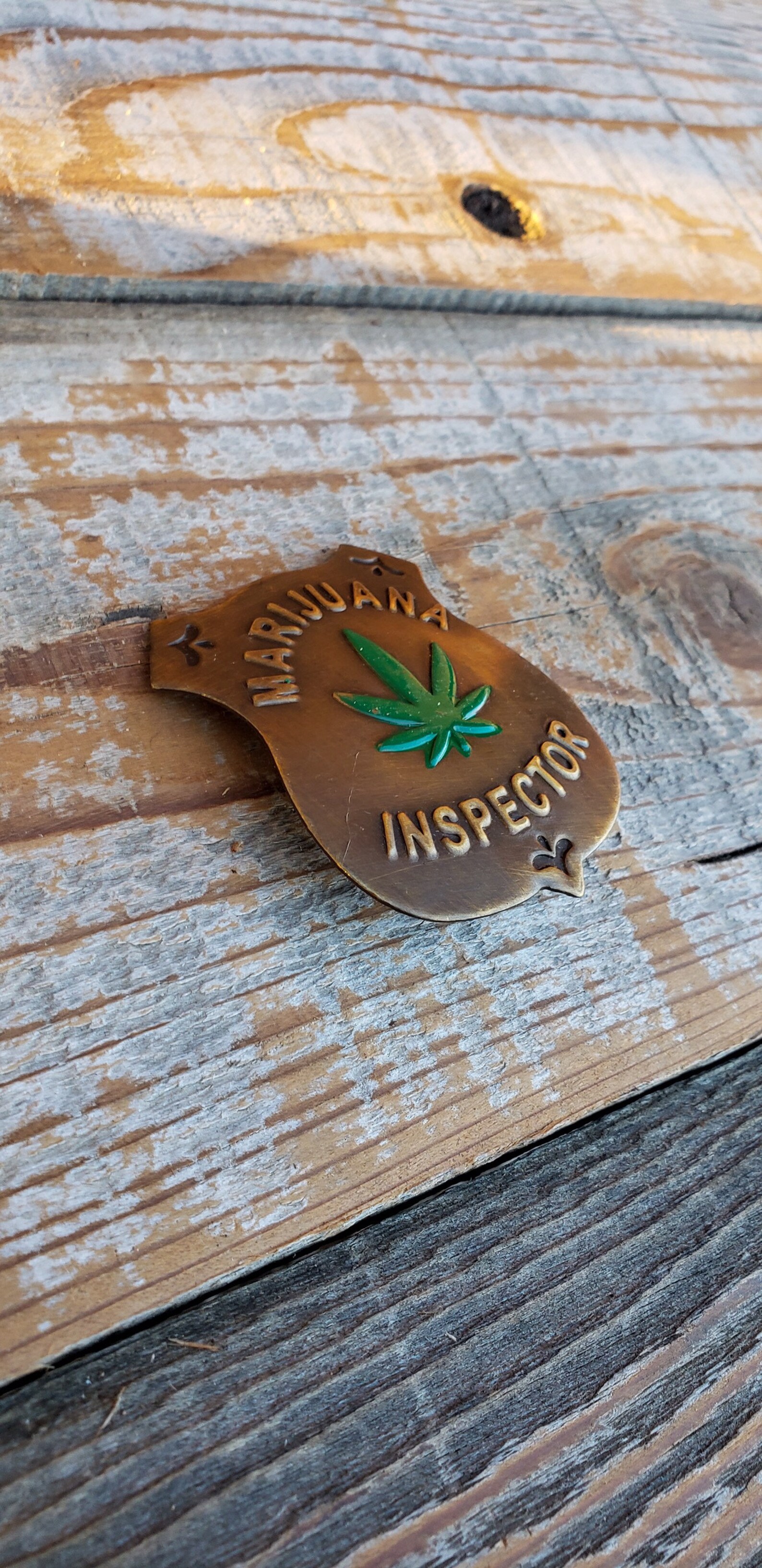 Solid Brass Marijuana Inspector Badge - 420 Pin- Cannabis Culture ...