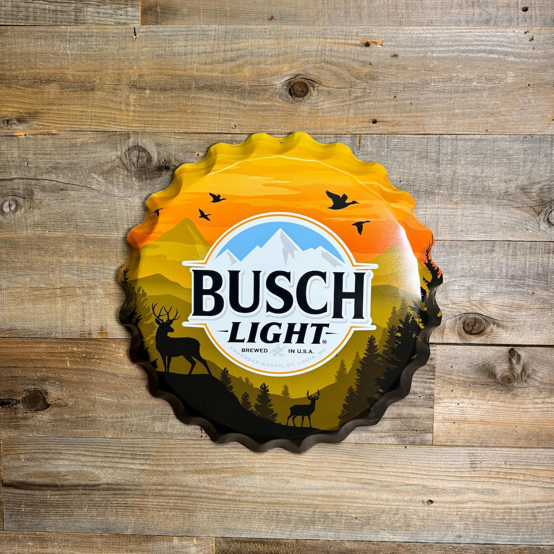 Busch Light Hunting Bottle Cap Sign, 17" Metal Wall Art, Rustic Man ...
