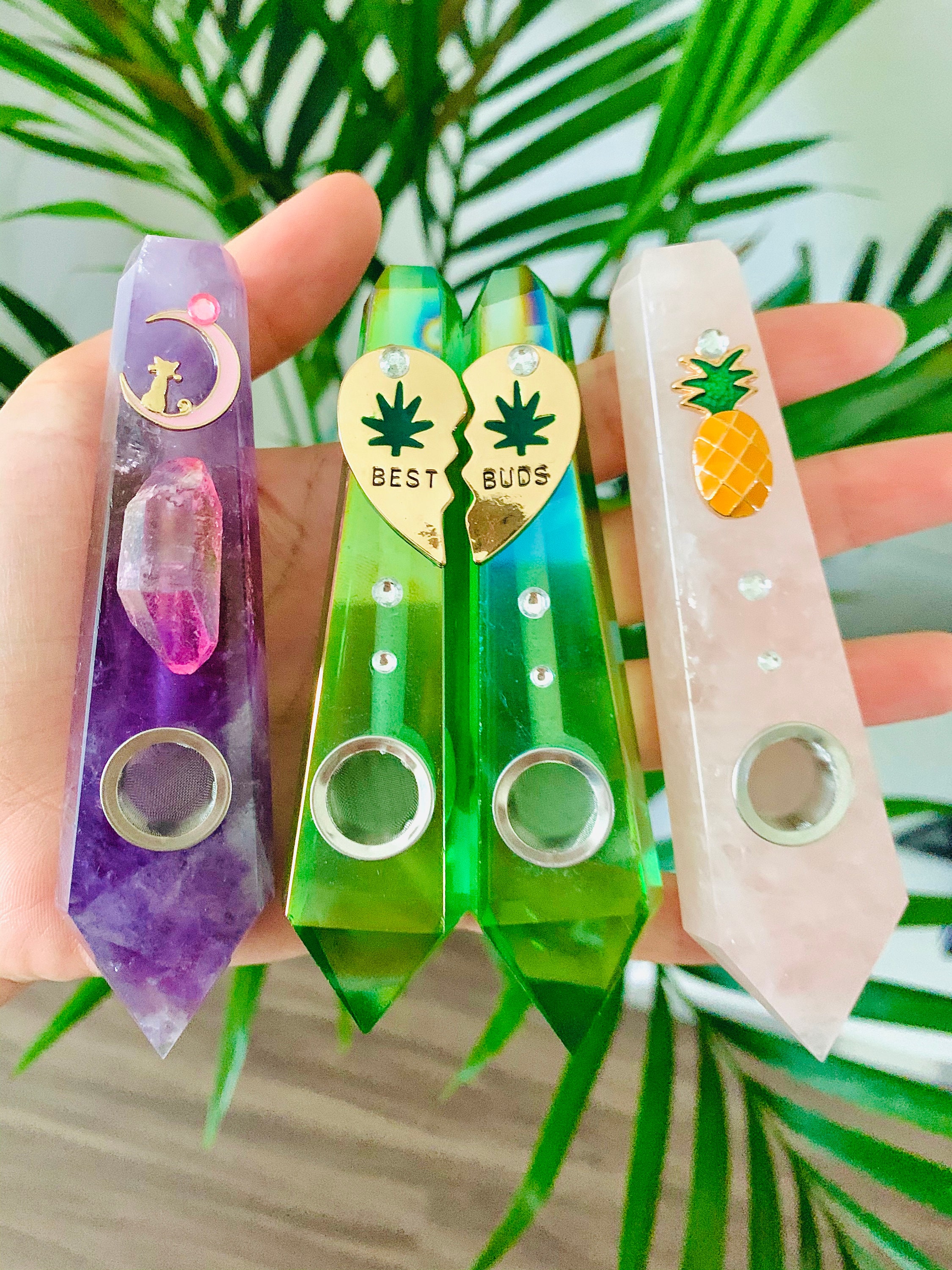 Purple Moon Cat Crystal Pipe 2 Extra Filters Smoking Supplies | Etsy