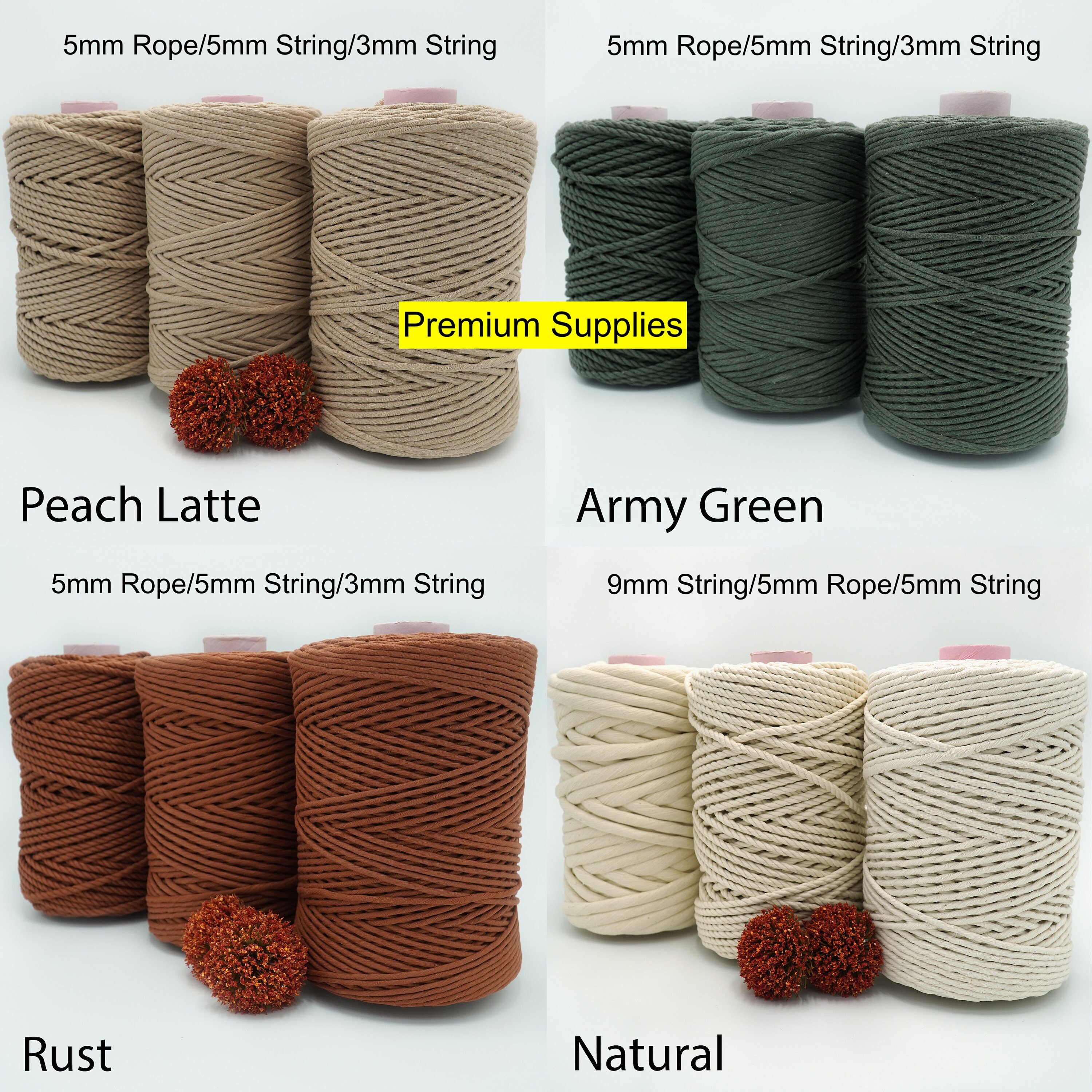 5mm String PREMIUM Recycled Macrame String/650 Ft/cotton - Etsy