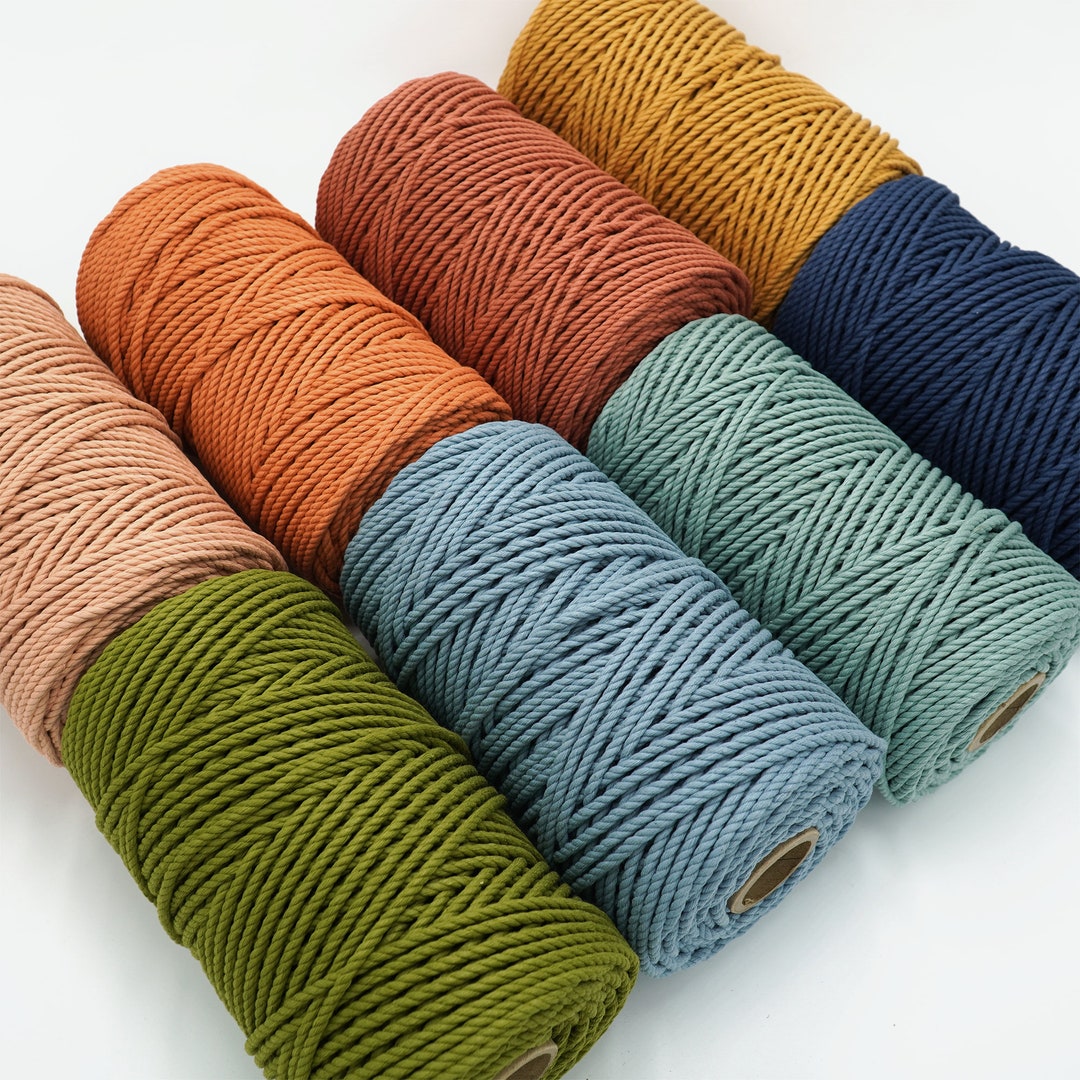 4mm Rope 21 Colours 100% RECYCLED Macrame 3 Ply Triple Rope/500 Ft ...