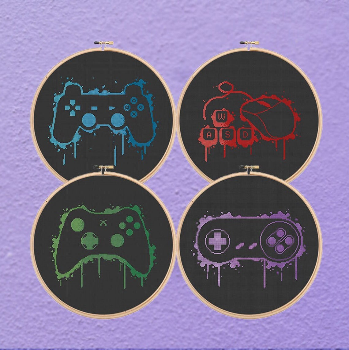 Controller Graffiti Ombre Video Gamer Cross Stitch Pattern | Etsy
