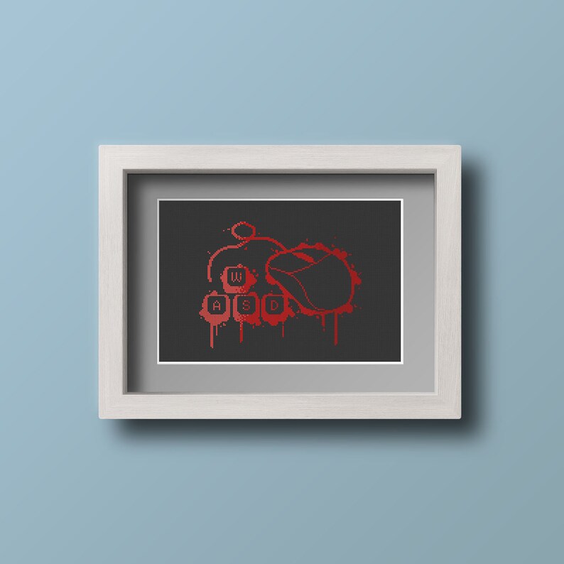 PC Gamer WASD Computer Controller Graffiti Ombre Cross Stitch Pattern ...