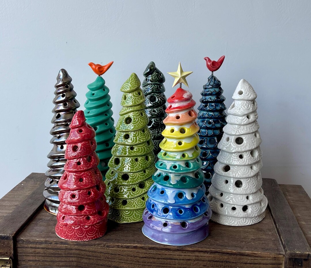 Handmade Ceramic Christmas Tree, Luminary Tree, Tea Light, Christmas ...