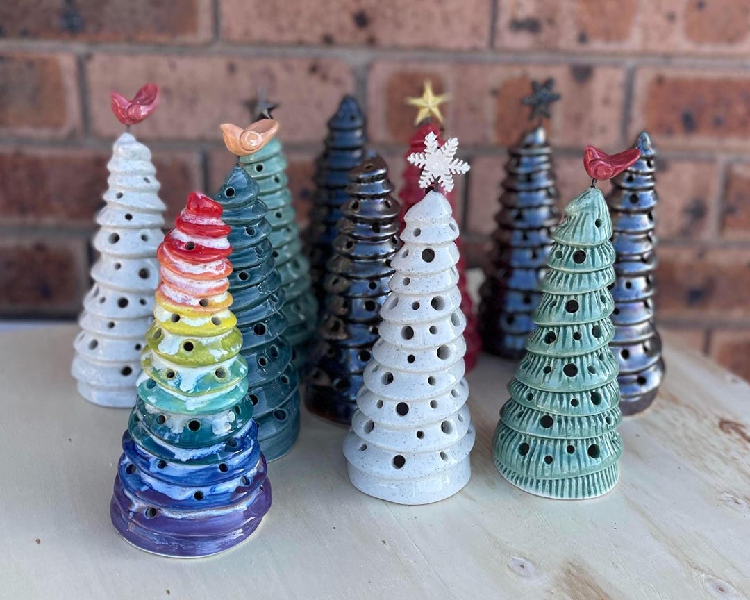 Handmade Ceramic Christmas Tree, Luminary Tree, Tea Light, Christmas ...