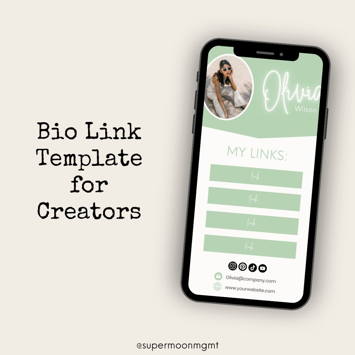 Simple Bio Link Template - Customizable on Canva | for Content Creators ...