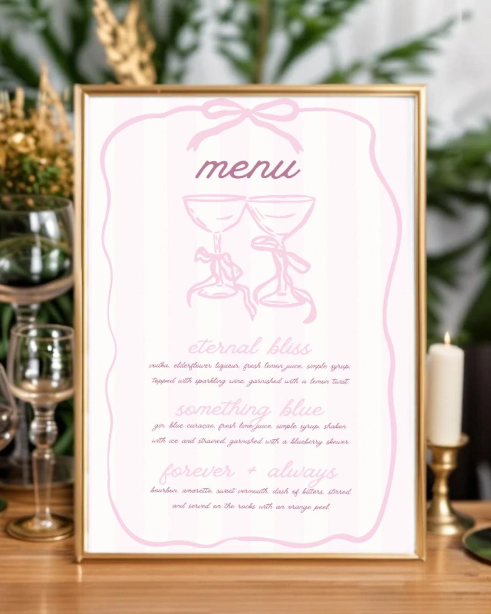 Editable Wedding & Event Cocktail Menu Template | for Use in Canva - Etsy