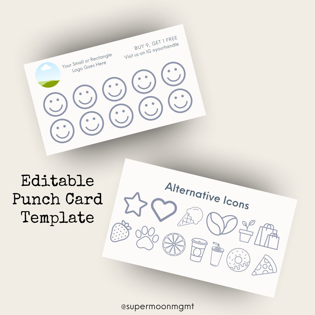 Easy to Customize Canva Punch Card Template - Etsy
