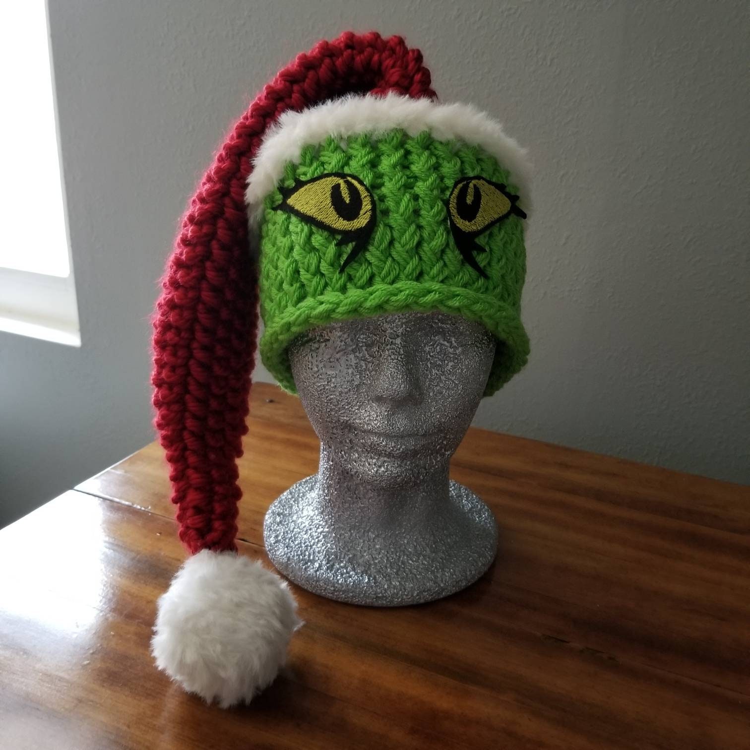 Santa Hat / Adult Santa Hat / Grinch Santa Hat / Fits Children - Etsy.de