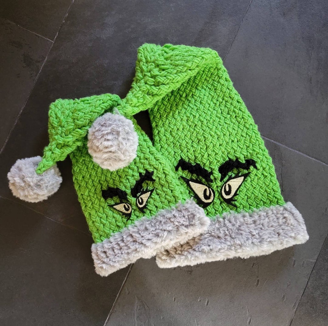 Toddler Grinch Hat / Unique Santa Hat / Crocheted Santa Hat / Knitted Santa Hat / Grinch Hat ...