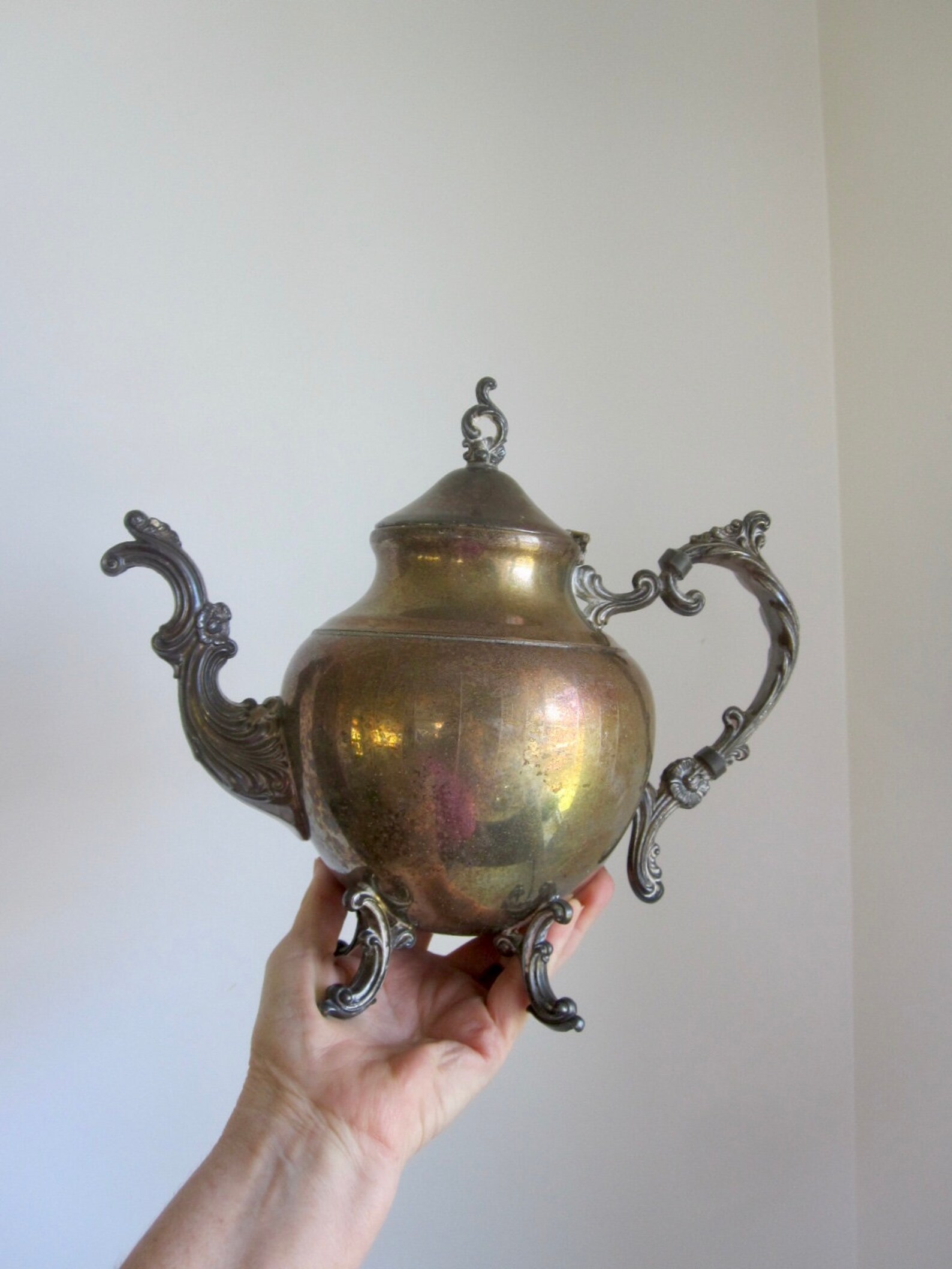 Tetera de plata vintage 1883 FB Rogers detalle ornamentado | Etsy