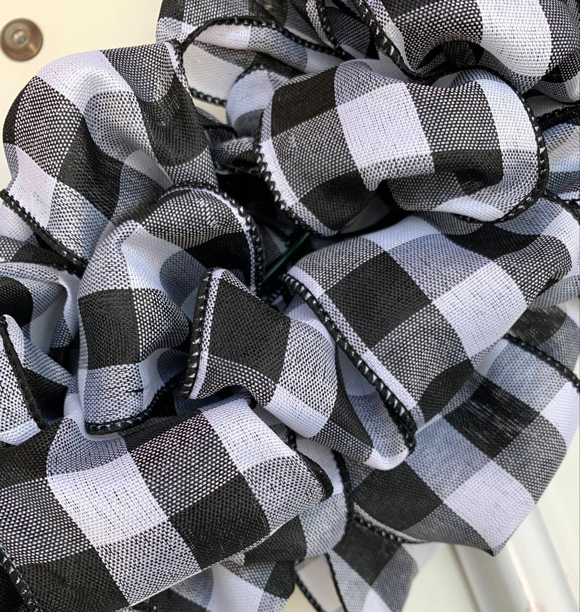 Black and White Buffalo Check Ribbon Wreath - Etsy