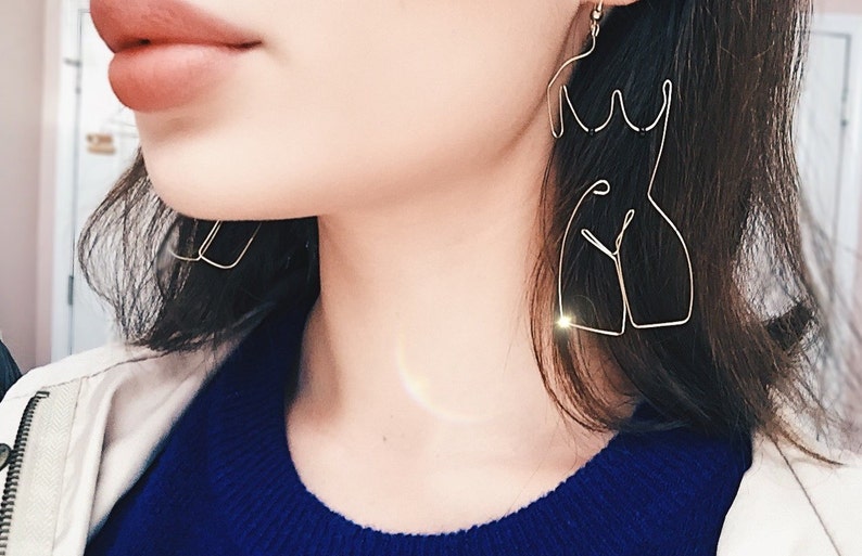 Wire Abstract Woman's Body Earrings - Etsy