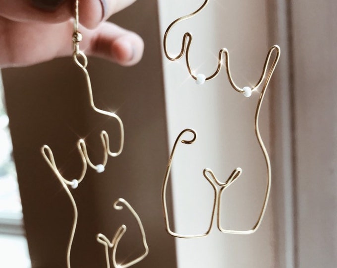 Wire Abstract Woman's Body Earrings - Etsy