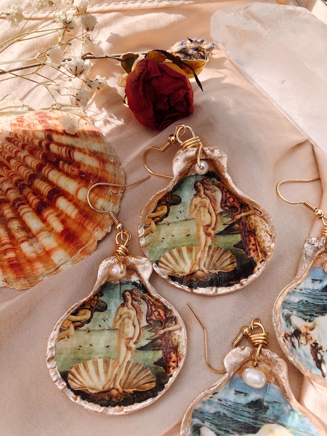 The Birth of Venus Scallop Shell Earrings - Etsy
