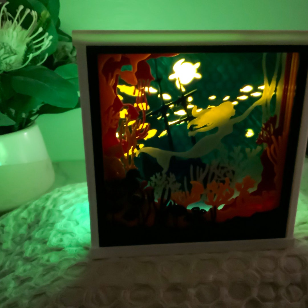 Little Mermaid 3D Light Box - Glow in the Dark - Battery Powered ...