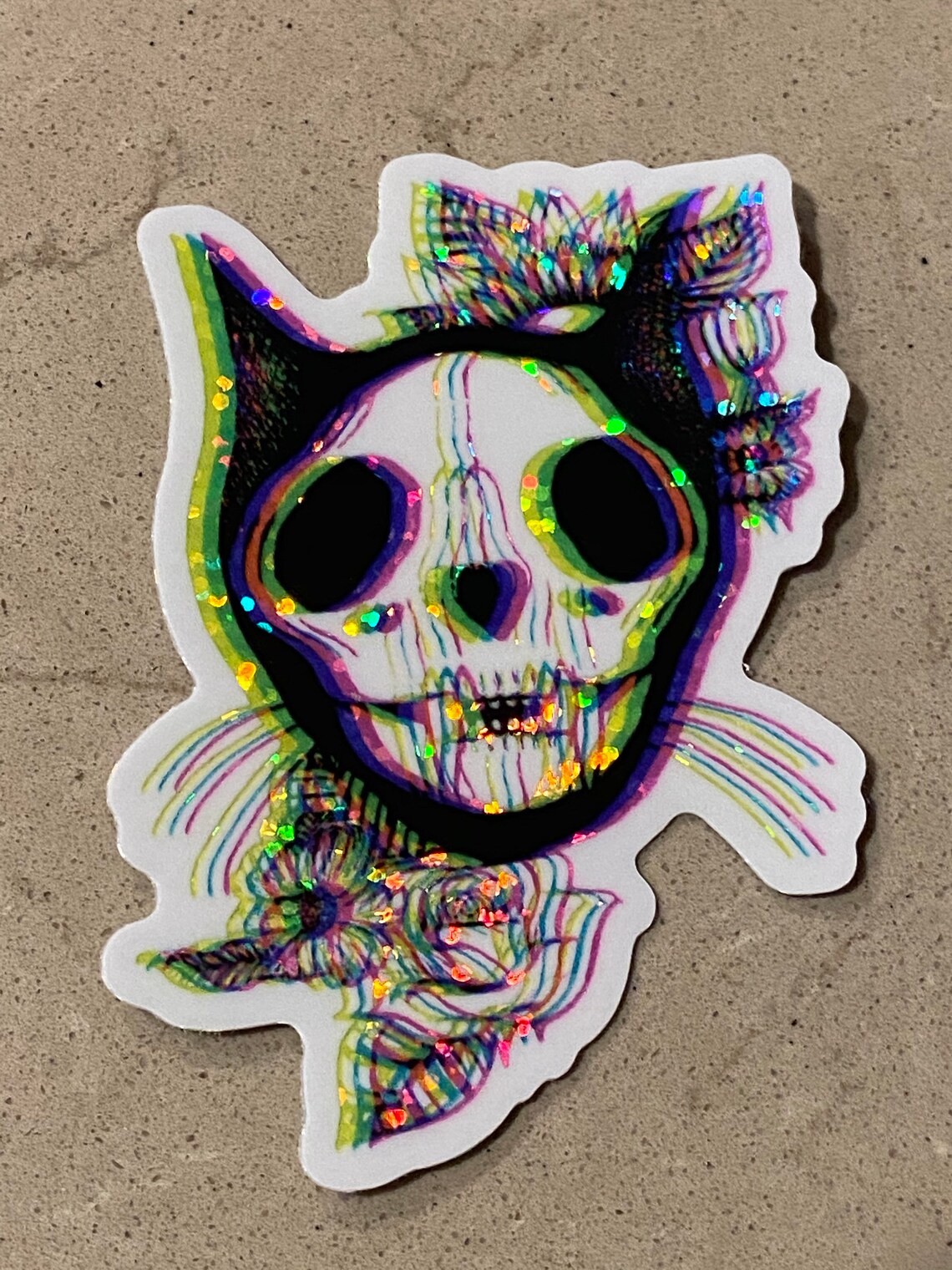 NEW Floral Cat Skull Sticker Pack - Etsy