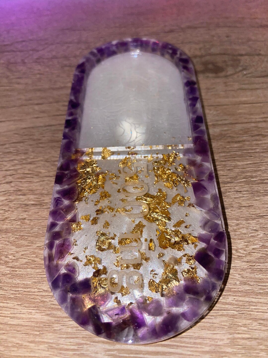 Amethyst Crystal Chips Holographic Glitter and Gold Leaf - Etsy