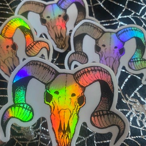 Holographic Hand-drawn Ram Skull Sticker - Etsy