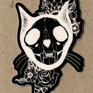 NEW Floral Cat Skull Sticker Pack - Etsy