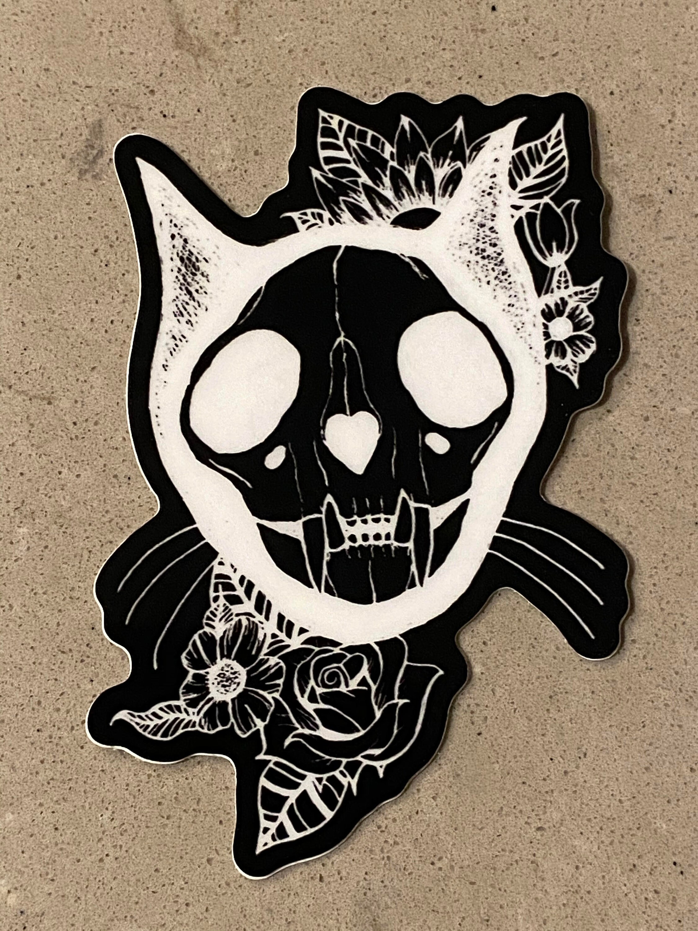 NEW Floral Cat Skull Sticker Pack - Etsy