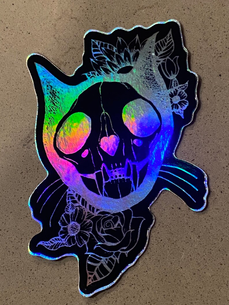 NEW Floral Cat Skull Sticker Pack - Etsy