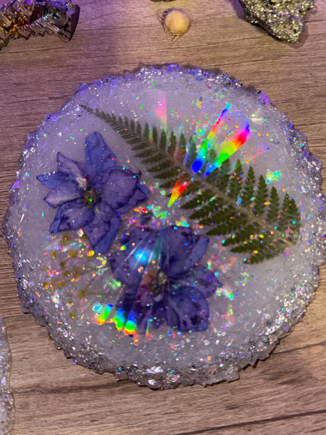 Crystal Edge Geode, Holographic, Silver Chrome Flakes, Iridescent Foil ...