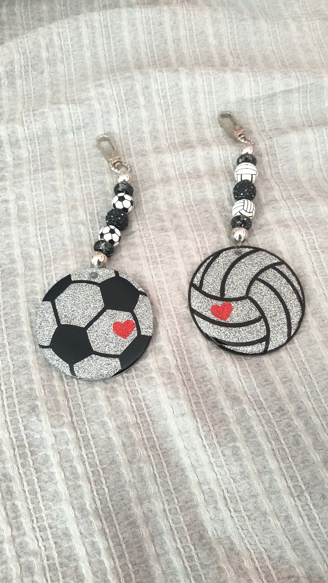 Soccer Clip on ,volleyball Clip on for Bookbags, Totes, Sport Bags ...