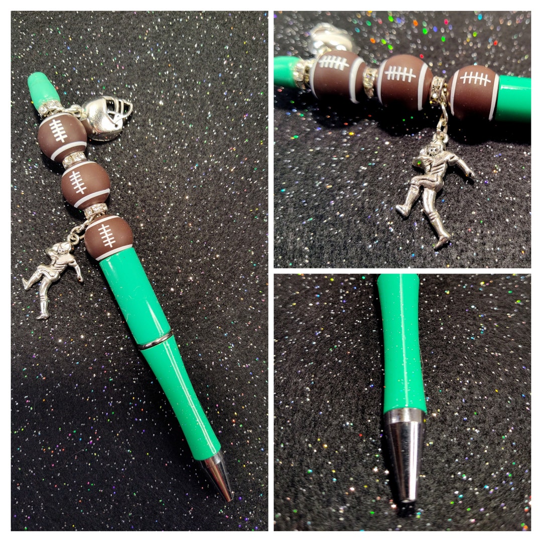 Football Pen With Re-fill, Football Bead Pen, Green,sparkle Pen ...