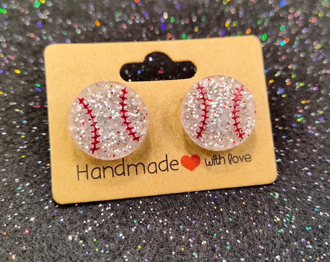 Baseball Earrings, Glitter Baseball Earrings, Baseball Earrings, Sports ...