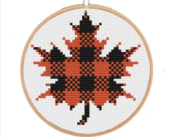 Maple Leaf Cross Stitch Pattern, Modern Cross Stitch Chart, Fall Cross ...