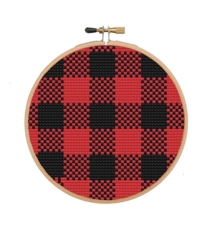 Buffalo Plaid Cross Stitch Pattern, Modern Cross Stitch Chart, Easy ...