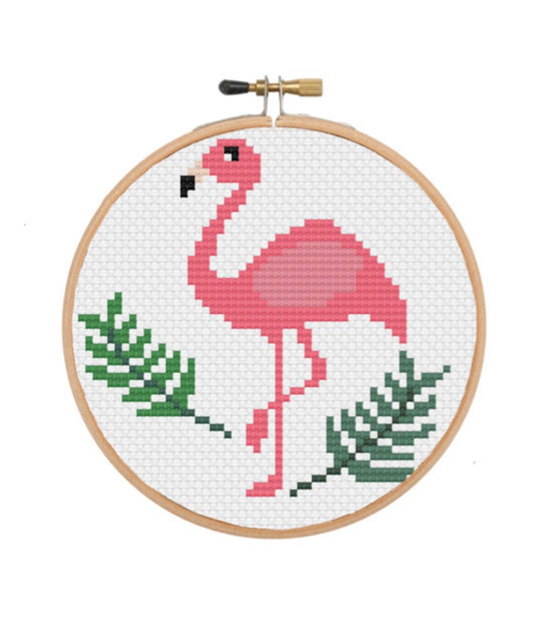 Flamingo Cross Stitch Pattern, Modern Cross Stitch Chart, Easy Cross ...