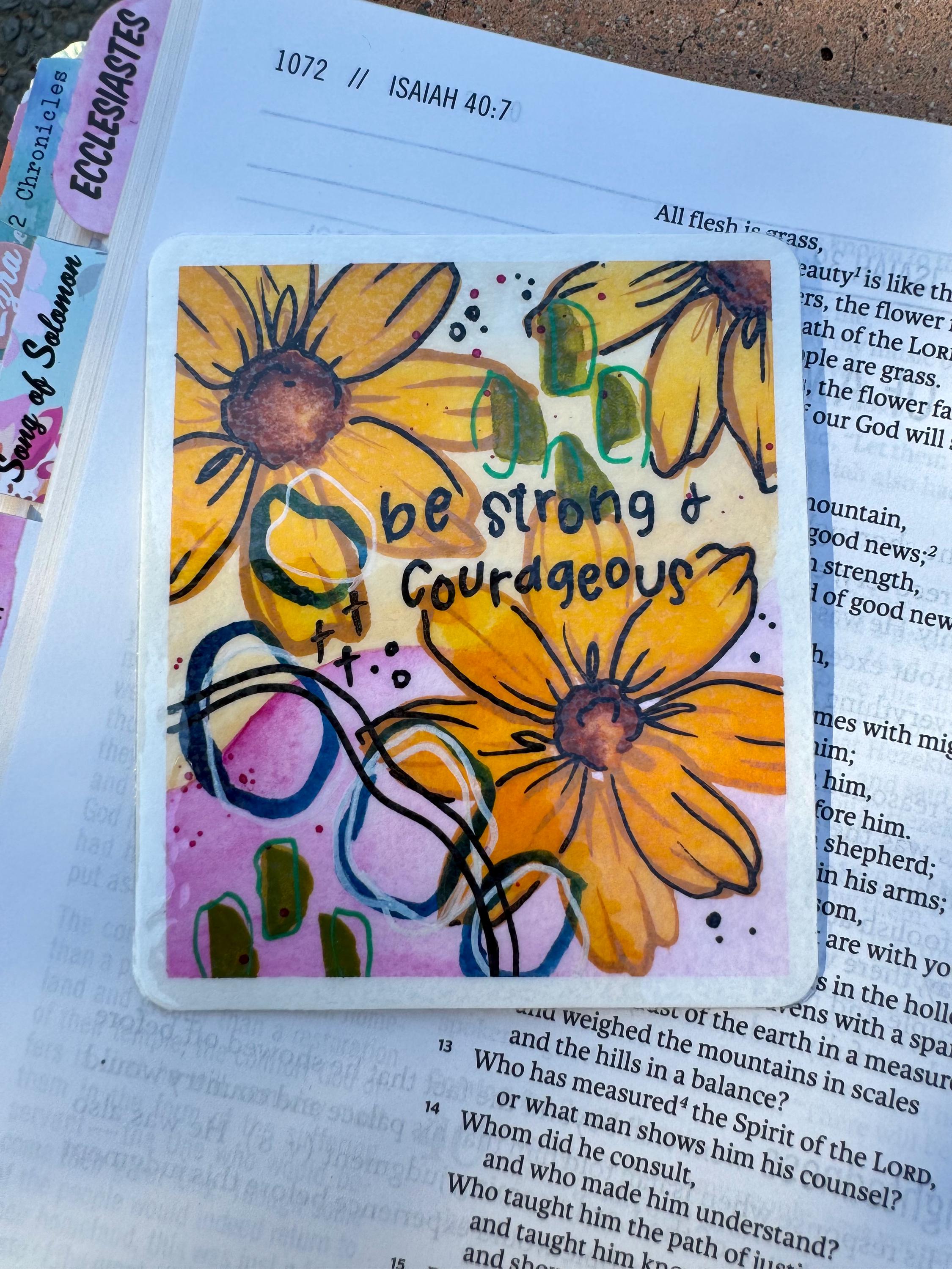 Strong and Courageous Bookmark | Pocket Bookmark | Watercolor Bookmark ...