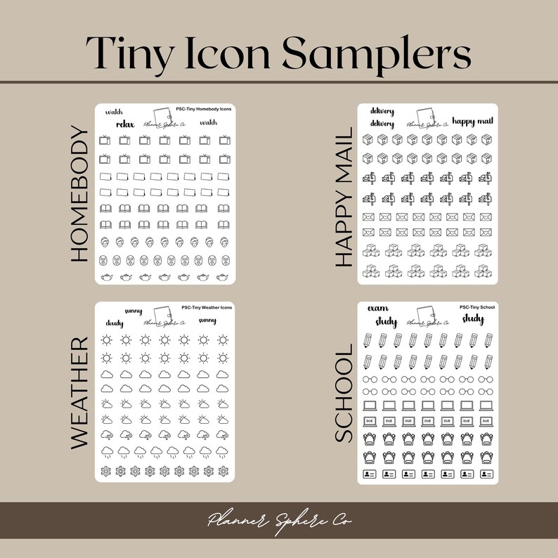 Tiny Icon Stickers for Planners and Bujos, Mini Sticker Sheets With ...