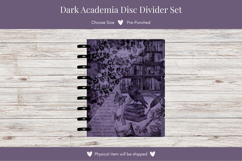 Dark Academia Divider Set for Disc Planners, Gothic Planner Dividers, 5 ...