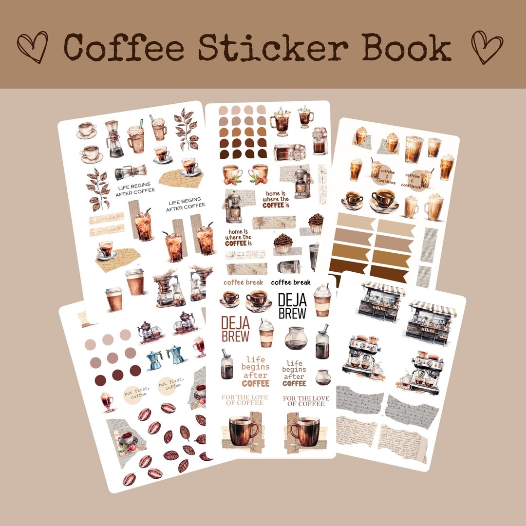 Coffee Themed Sticker Book | Journal Stickers,coffee Enthusiast ...