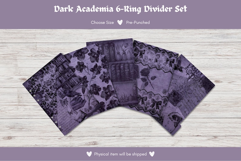 Gothic Academia Dividers| Ring Planner Dividers| Side Tabs With Dark ...