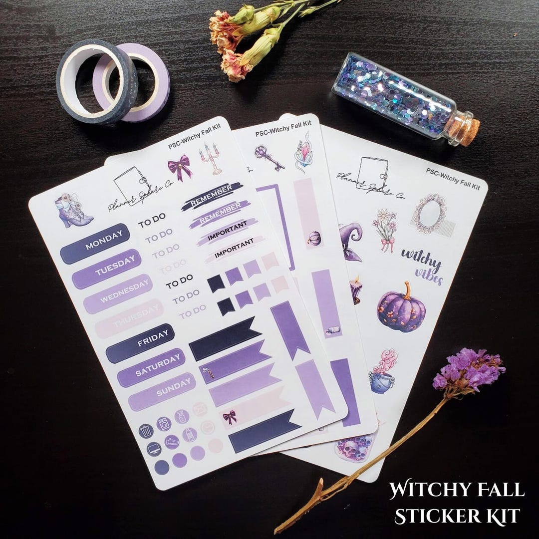 Witchy Sticker Kit for Planners and Bujos, Functional Autumn Planning ...