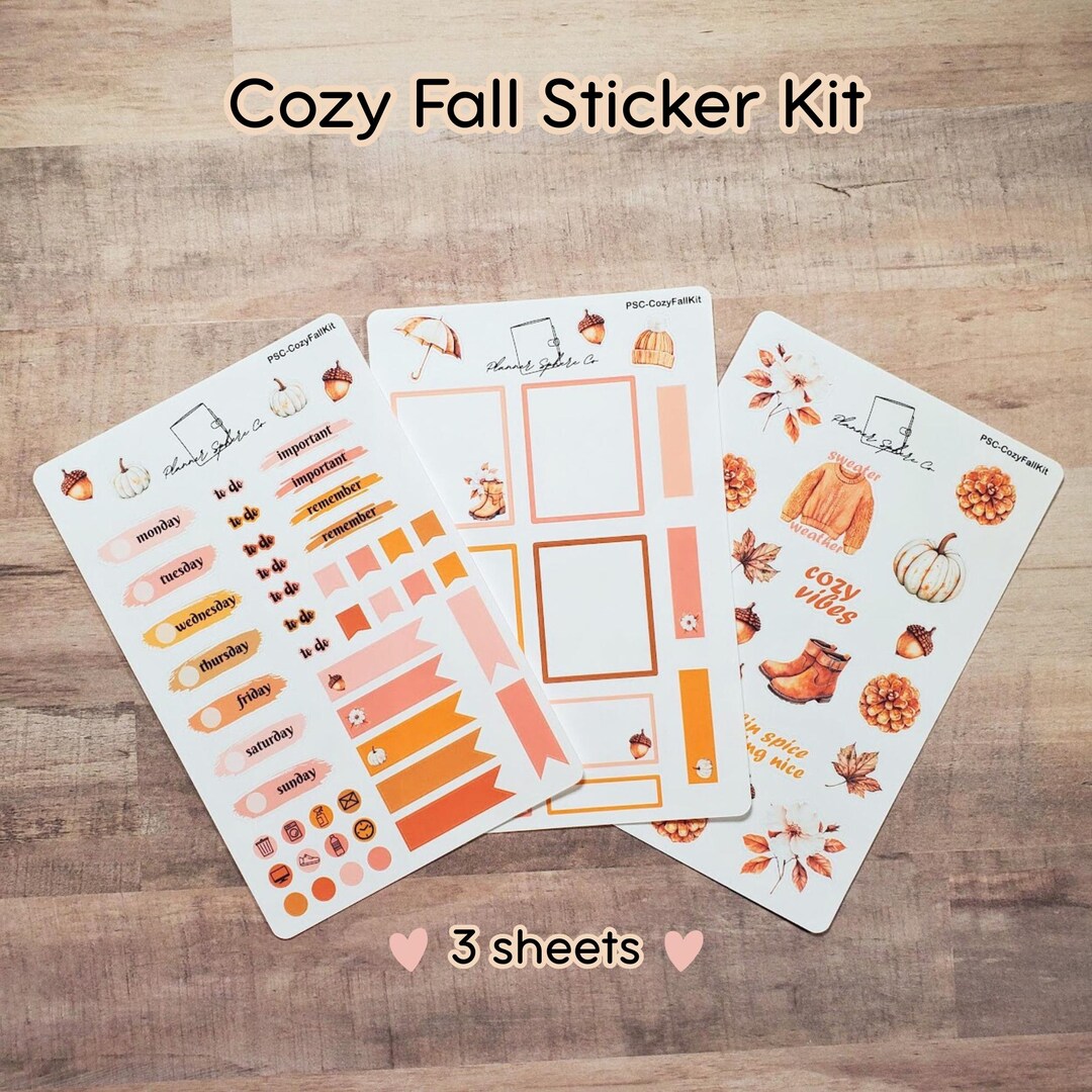 Cozy Fall Sticker Kit for Planners and Bujos, Functional Autumn ...
