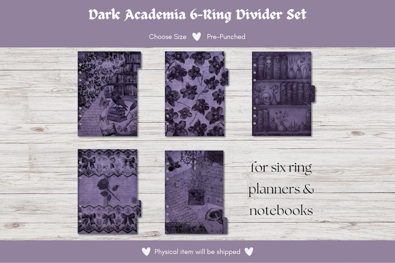 Gothic Academia Dividers| Ring Planner Dividers| Side Tabs With Dark ...