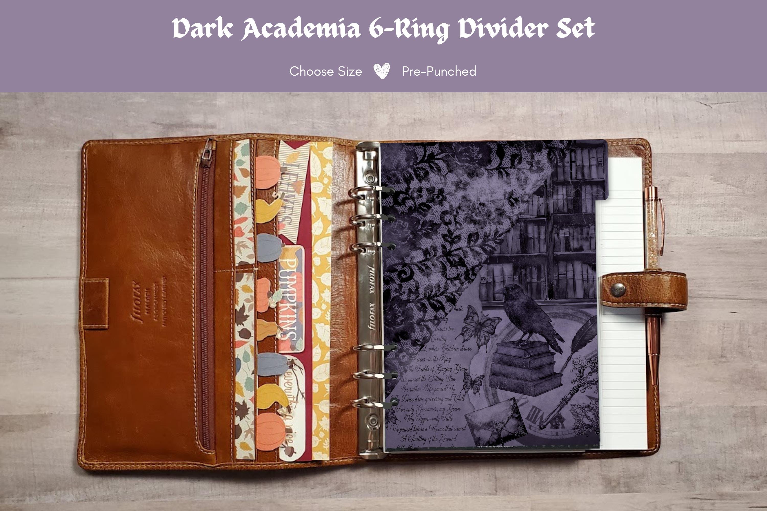Gothic Academia Dividers| Ring Planner Dividers| Side Tabs With Dark ...