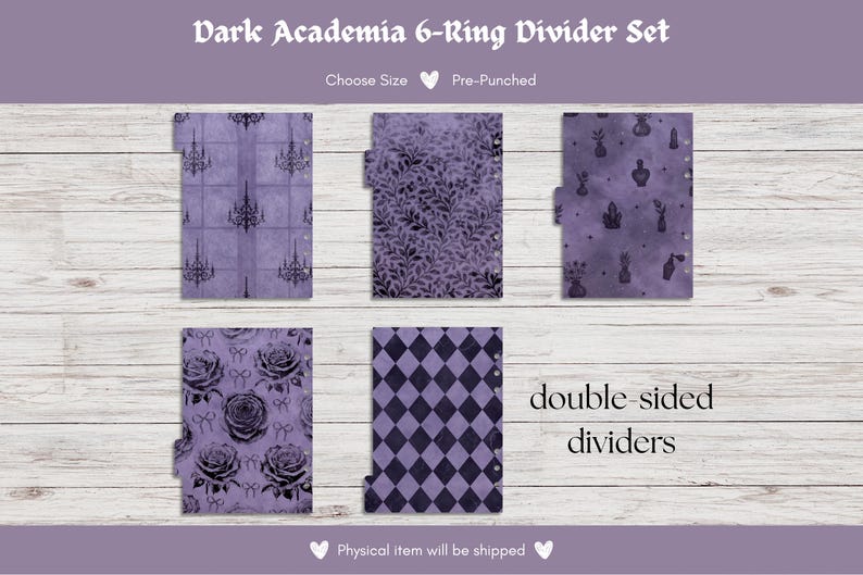 Gothic Academia Dividers| Ring Planner Dividers| Side Tabs With Dark ...