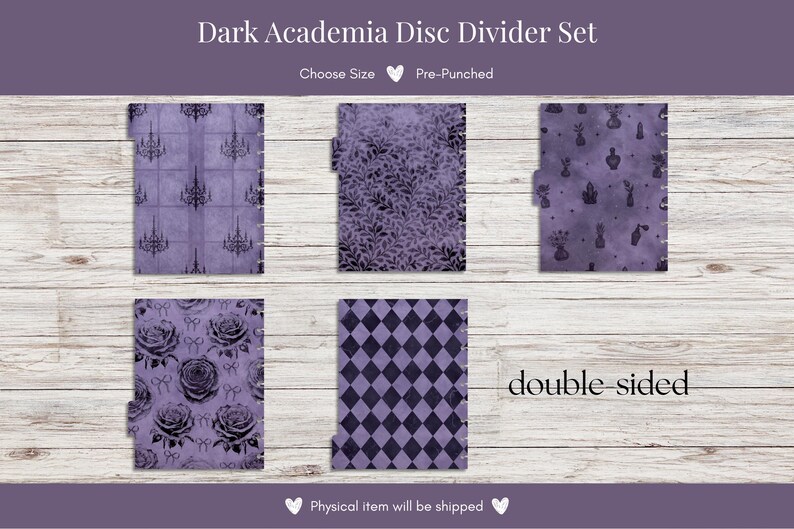 Dark Academia Divider Set for Disc Planners, Gothic Planner Dividers, 5 ...