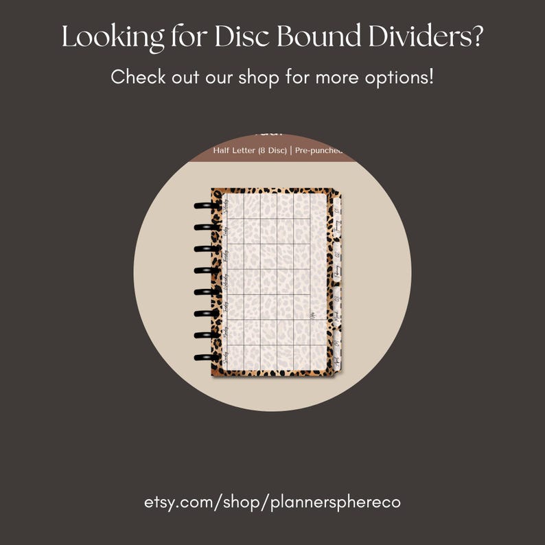Leopard Print Undated Calendar Dividers, 12 Month Set for Ring Planners ...