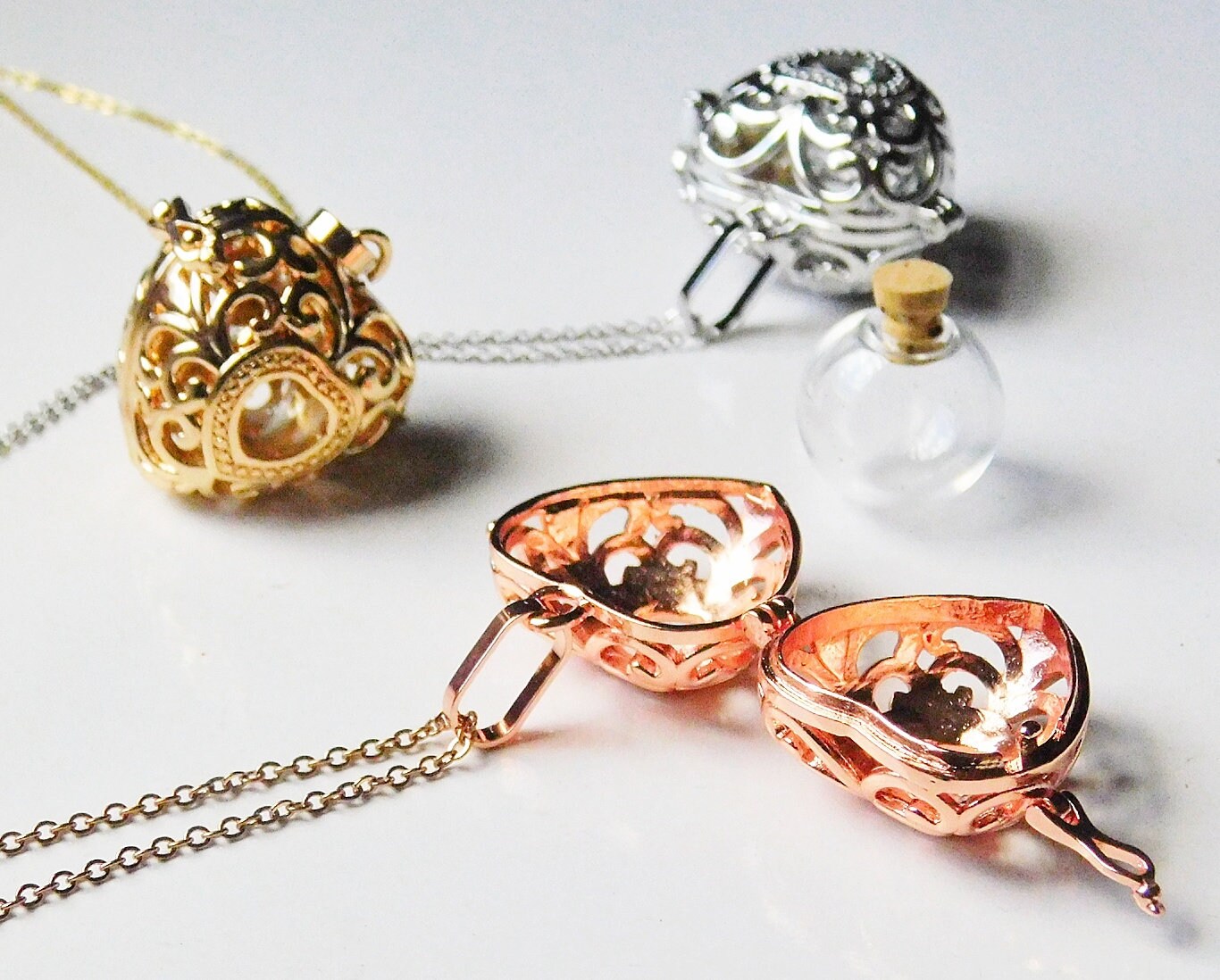 Heart Filigree Locket Ash Cremation Tooth Hair Fur Cage Urn Memorial ...