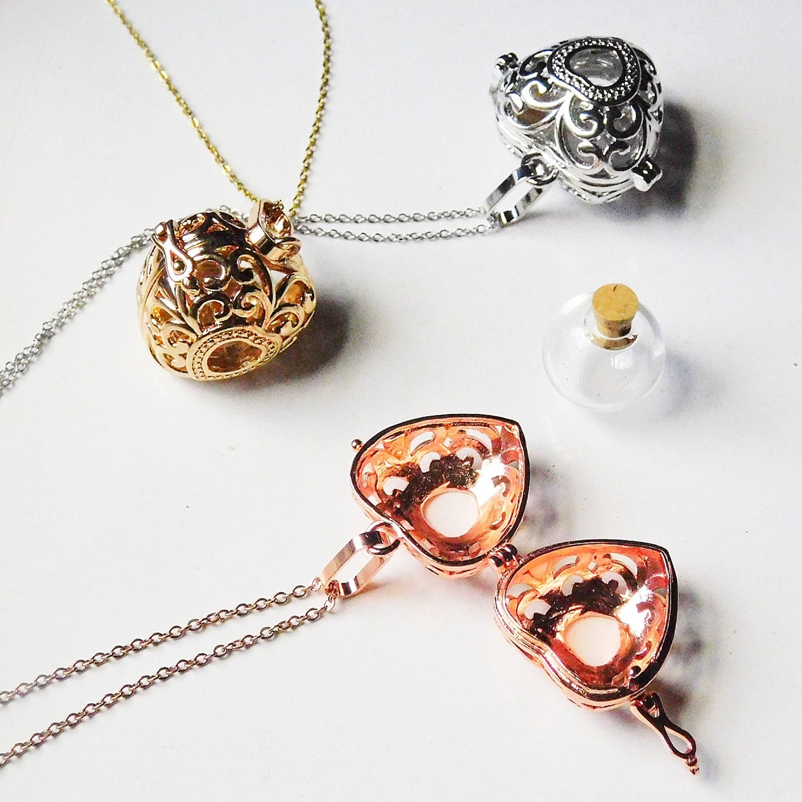 Heart Filigree Locket Ash Cremation Tooth Hair Fur Cage Urn Memorial ...
