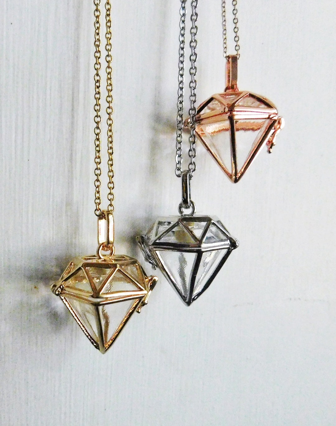 Diamond Ash Cremation Hair Fur Cage Urn Locket Memorial Necklace ...