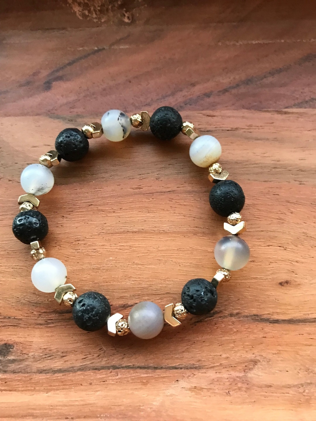 Lava Stone, Agate, Gold Lava and Hematite Bracelet - Etsy